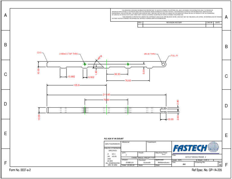 C3.0 Full R 2-M3x0.5 TAP THRU: REV Revision History CHK by Date | PDF ...