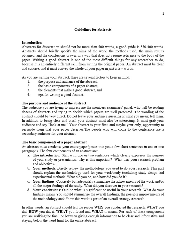 Guidelines For Writing A Good Abstract | PDF | Abstract (Summary ...