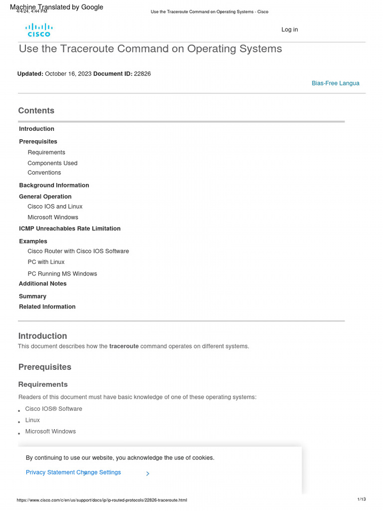 Use The Traceroute Command On Operating Systems - Cisco | PDF | Network ...