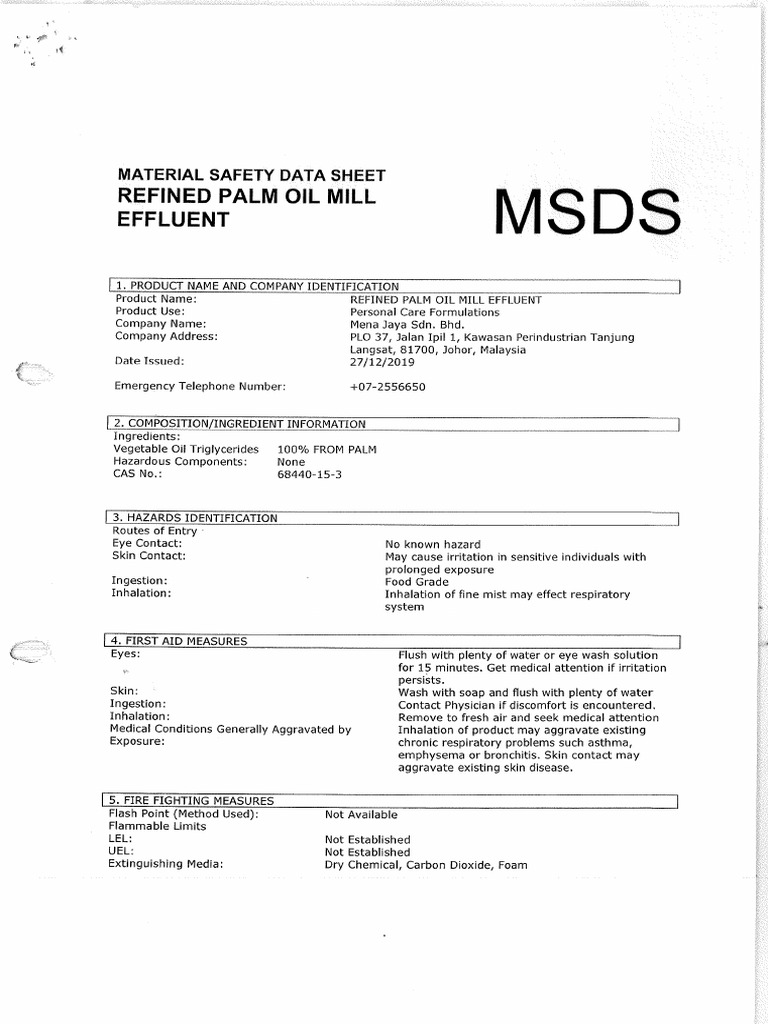 MSDS Pome (TL) | PDF