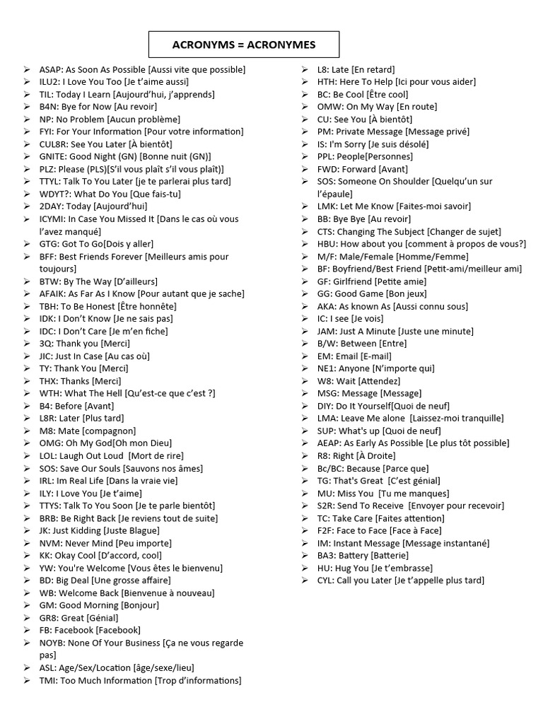 Acronyms Acronymes | PDF