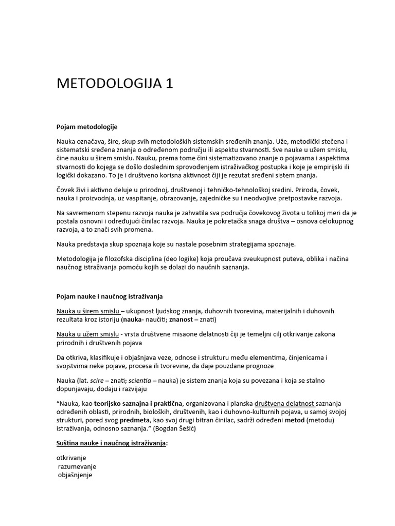 Metodologija 1 | PDF