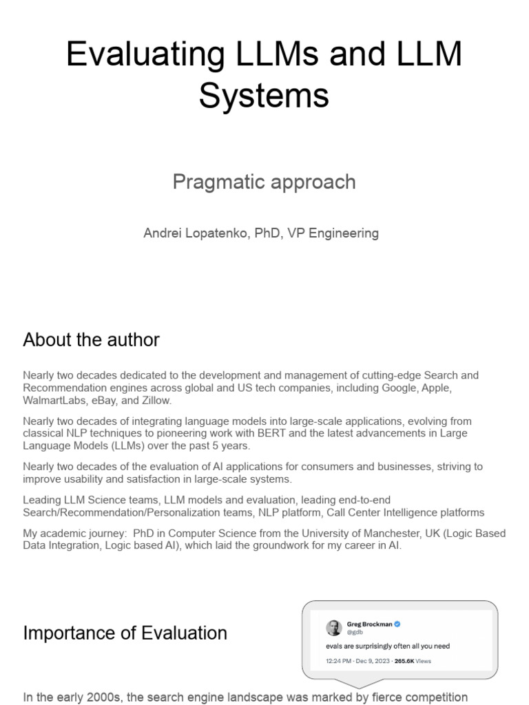 Evaluating Large Language Model Systems 1712222276 | PDF | Computer ...