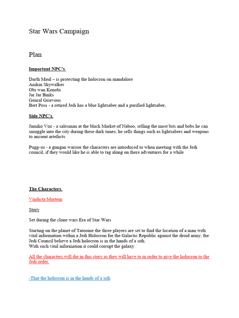 Star Wars Campaign | Download Free PDF | Jedi | Works Based On Star Wars