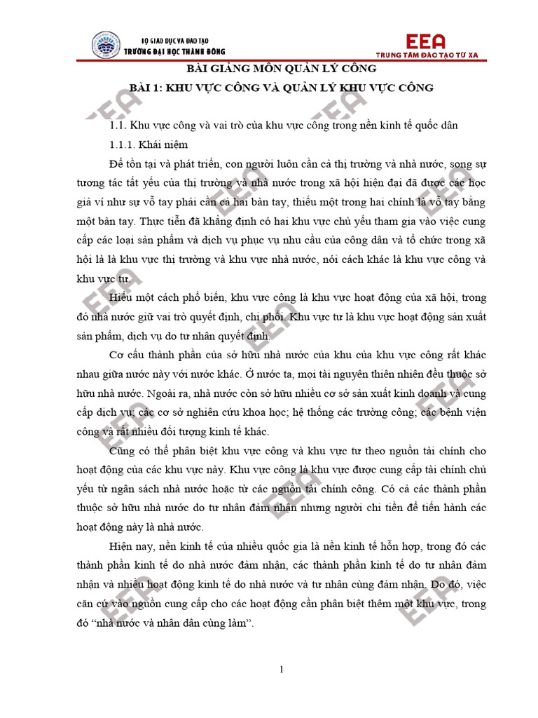 Bai Giang 1 Mon Quan Ly Cong | PDF