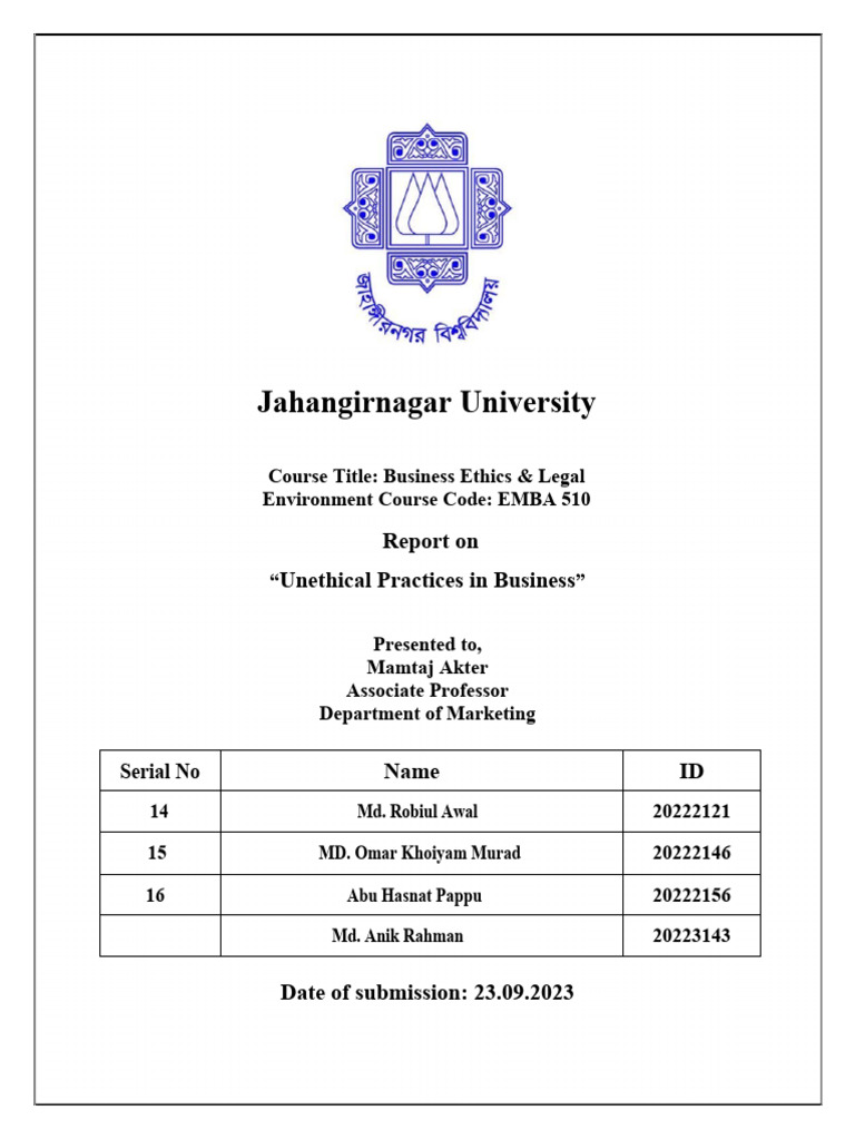 Business Ethics Report Pdf