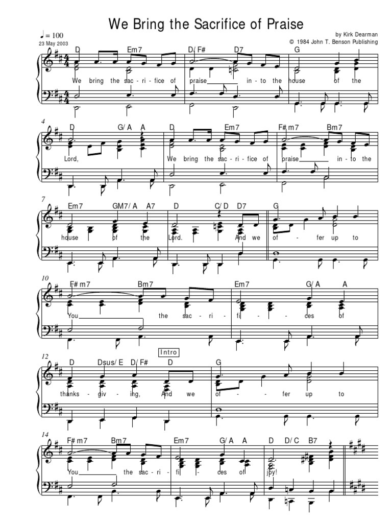We Bring The Sacrifice of Praise Dearman | PDF
