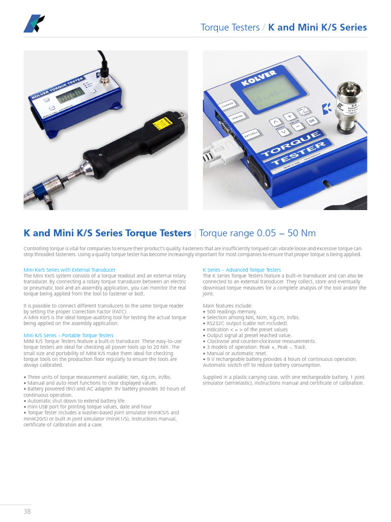 Kolver Torque Testers | PDF | Computer Engineering | Manufactured Goods