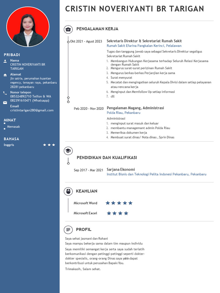 CV Cristin Noveriyanti BR Tarigan Word-1 | PDF