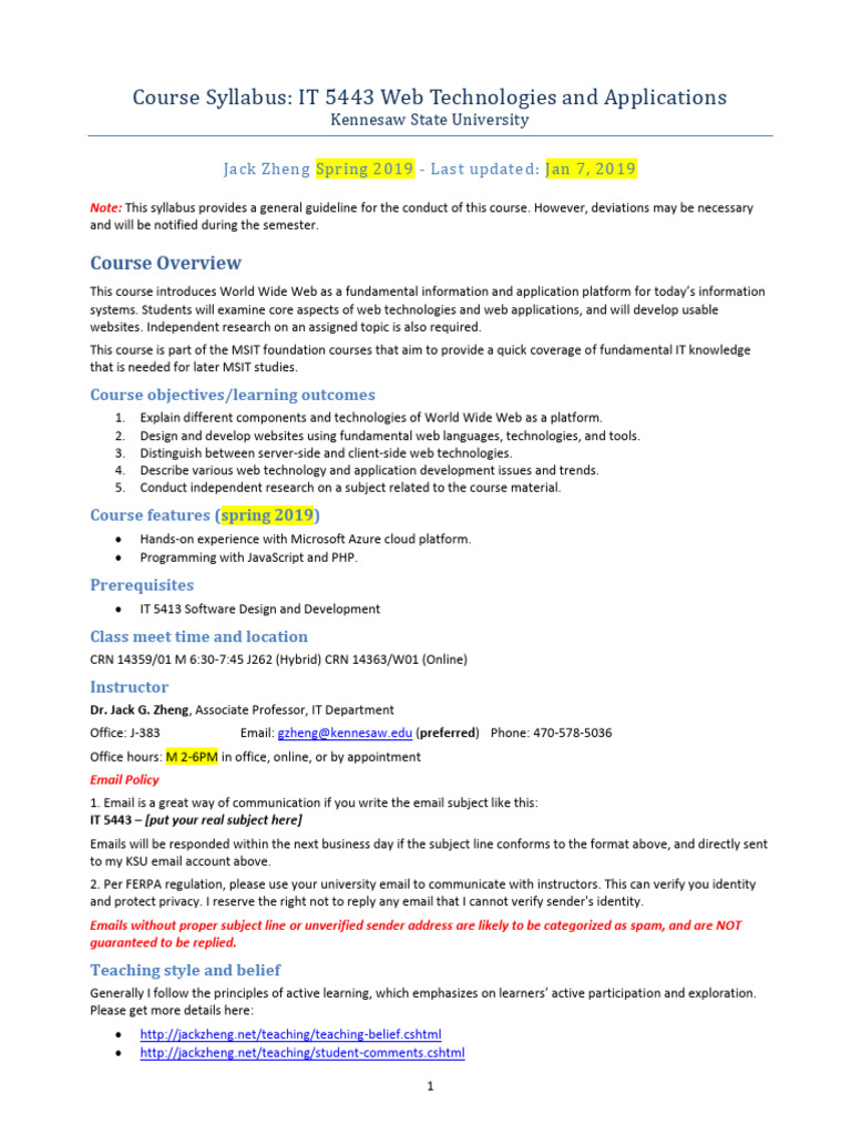 IT5443 Syllabus | PDF | World Wide Web | Internet & Web