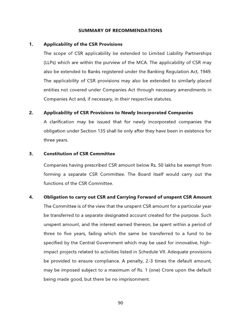 CSR - HLC Report Recco Summary | PDF