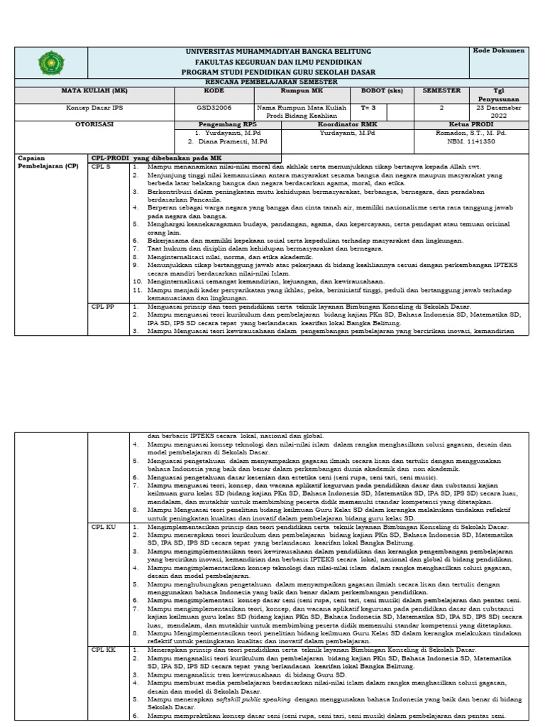 RPS OBE Konsep Dasar IPS | PDF