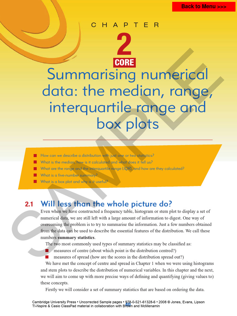 Jones, Evans, Lipson, TI-Nspire, & Casio (2008) - Data Transformation, Chapter 6. | PDF | Quartile