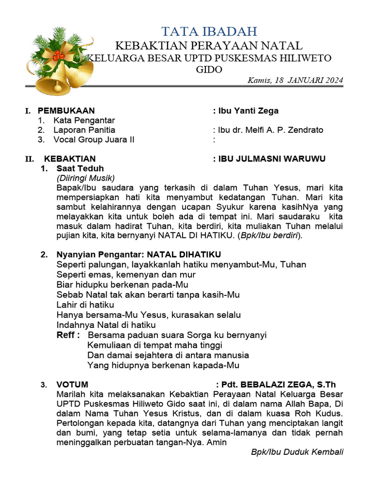 Fix Tata - Ibadah - Natal - DC - 2023 | PDF