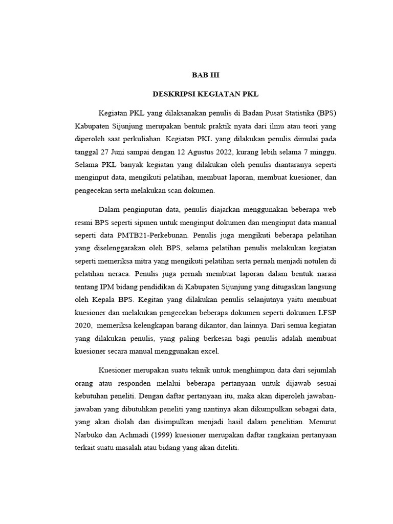 Laporan BAB 3 (Deskripsi Kegiatan PKL) | PDF