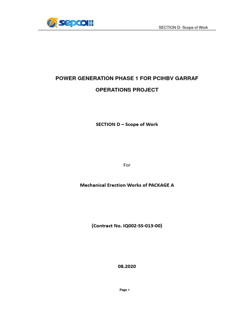 SECTION D - Scope of Work | PDF | Firefighting | Welding