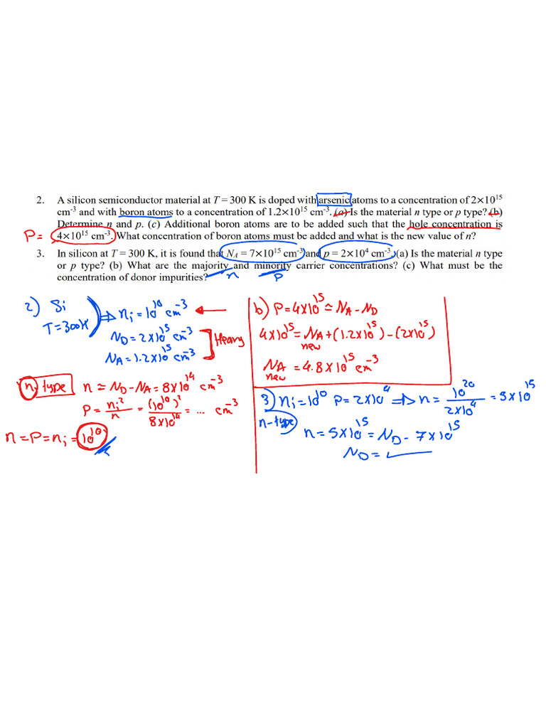 Tut 2 Cse Annotations | PDF | Semiconductors | Doping (Semiconductor)