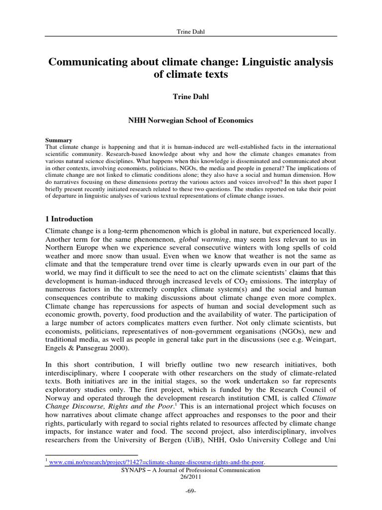 Artikkel 8 (26) Communicating About Climate Change Linguistic Analysis ...