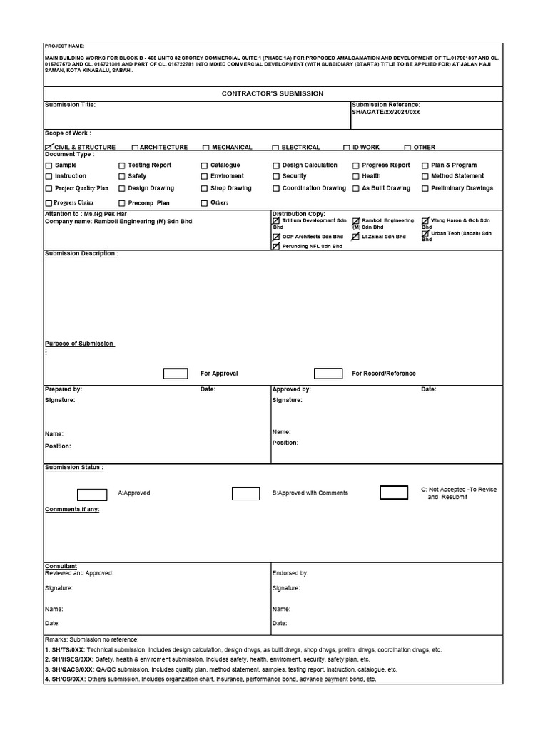 Appendix 5 - Contractor’s Submission Form | PDF | Engineering