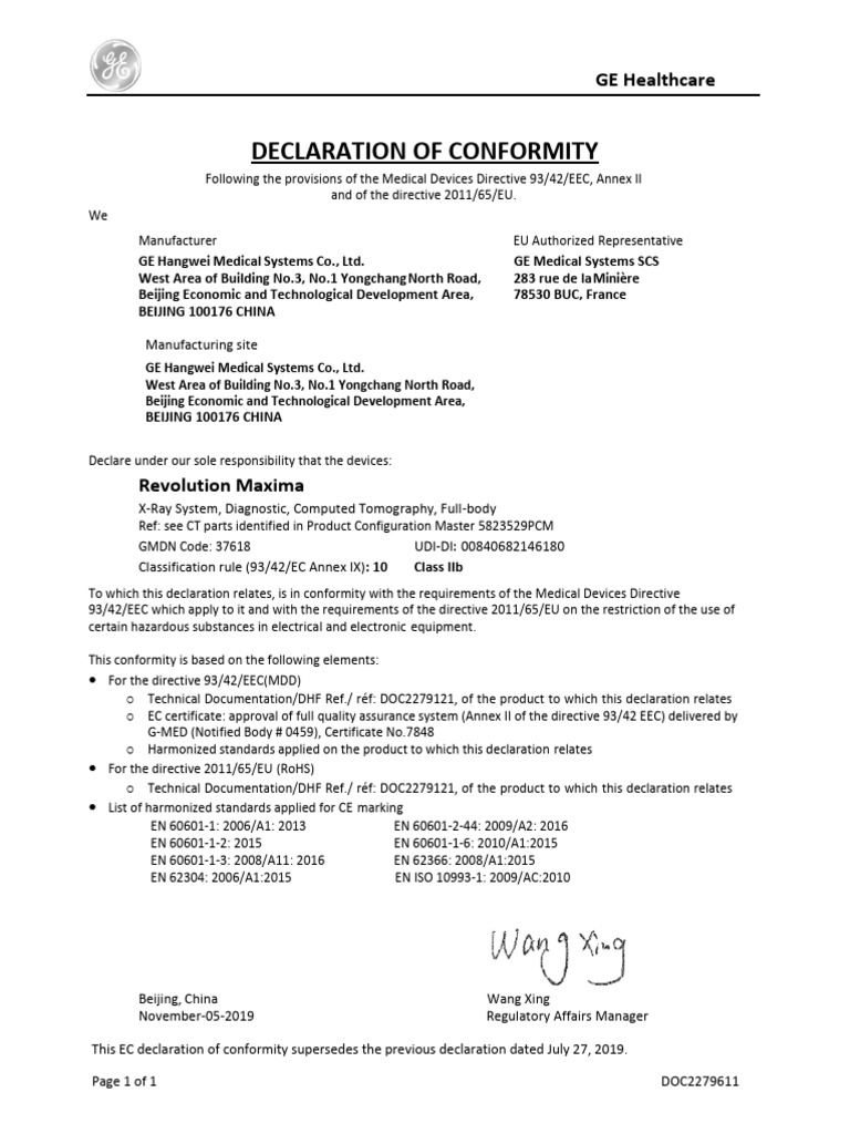 EC DoC DOC2279611 Revolution Maxima | Download Free PDF | Medical ...