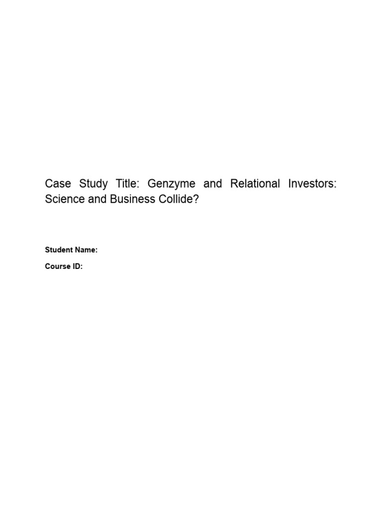 Genzyme vs. Relational Investors | PDF | Share Repurchase | Stocks