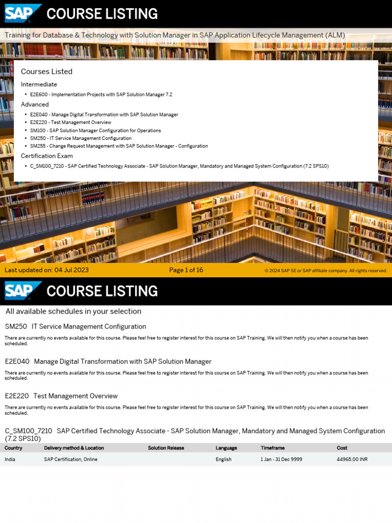 SAP TRAINING BTP COURSE LISTING | PDF | Business Process | It Service ...