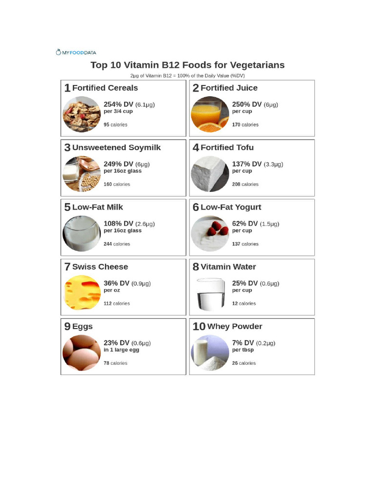 B12 Veg Diet Sheet | PDF