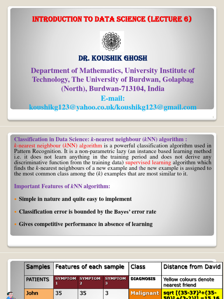 Introduction To Data Science Lecture 6 KG Sir OEC M 621 (E) | PDF | Applied Mathematics ...