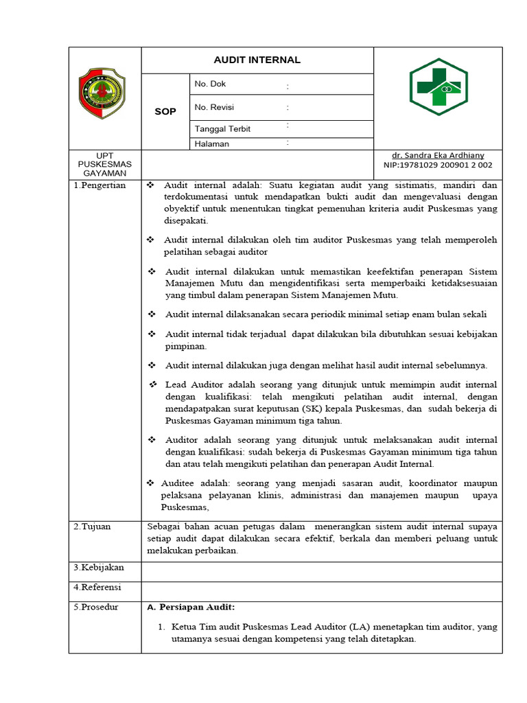 Sop Audit Internal | PDF