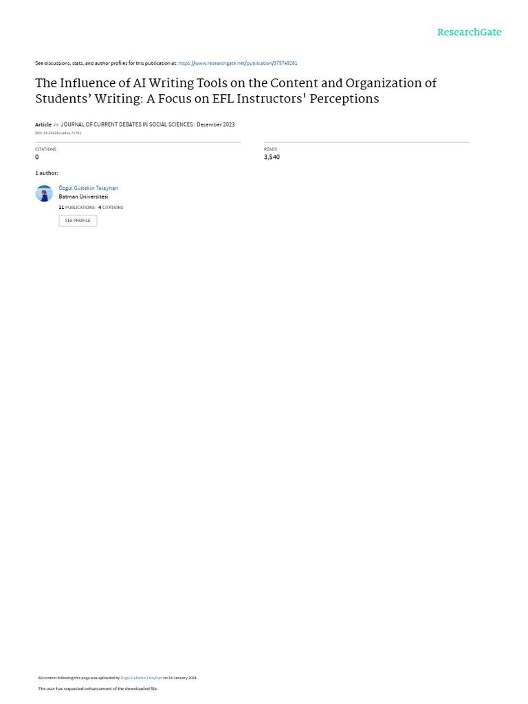 The in Uence of AI Writing Tools On The Content and Organization of ...