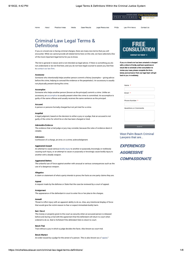 Common Legal Terms For Criminal Law | PDF | Evidence (Law) | Burden Of ...