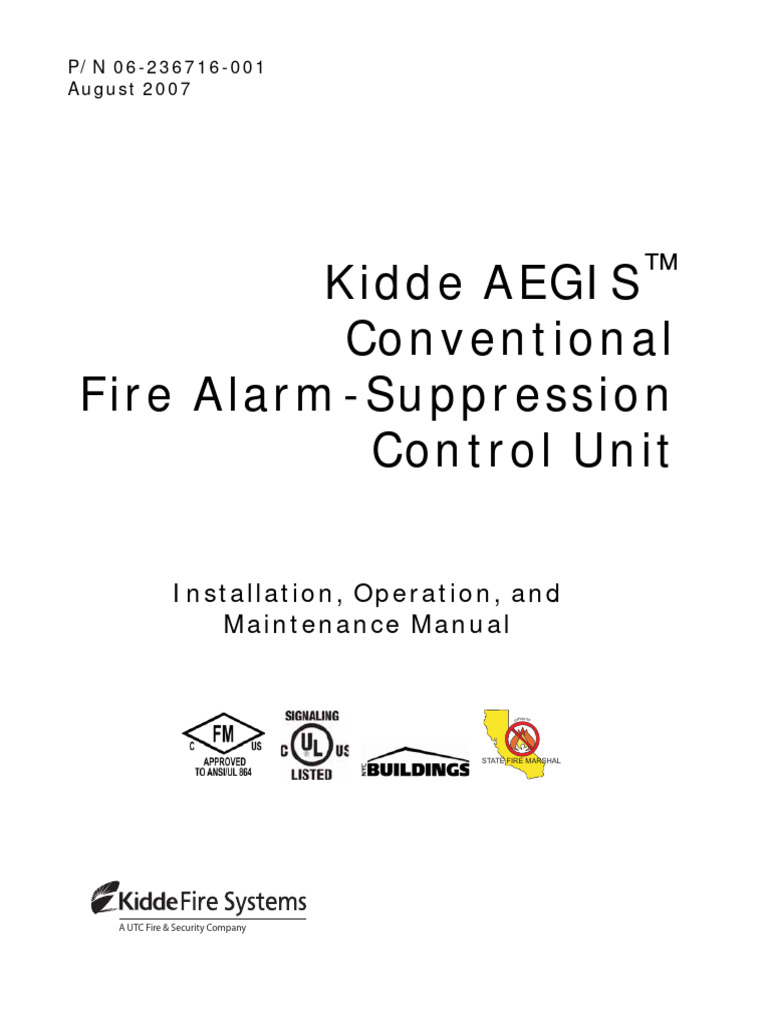 Kidde AEGIS Conventional Fire Alarm-Suppression Control | PDF