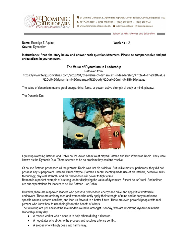 The Importance of Dynamism in Leadership | PDF | Batman