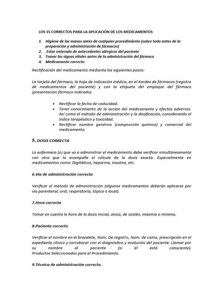 15 Correctos en Administración de Medicamentos | PDF | Medicamentos con ...