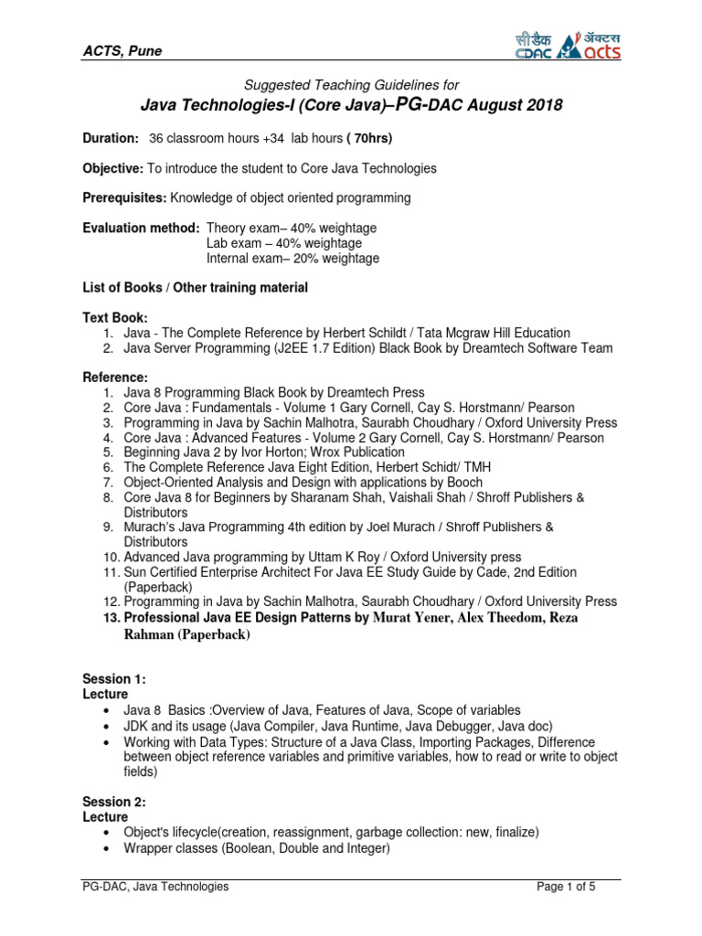 Java Technologies I Core Java Pdf Method Computer Programming Class Computer Programming