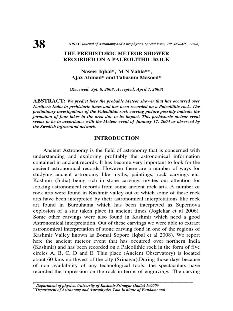 Prehistoric Meteor Shower Record in Kashmir | PDF | Meteorite | Astronomy