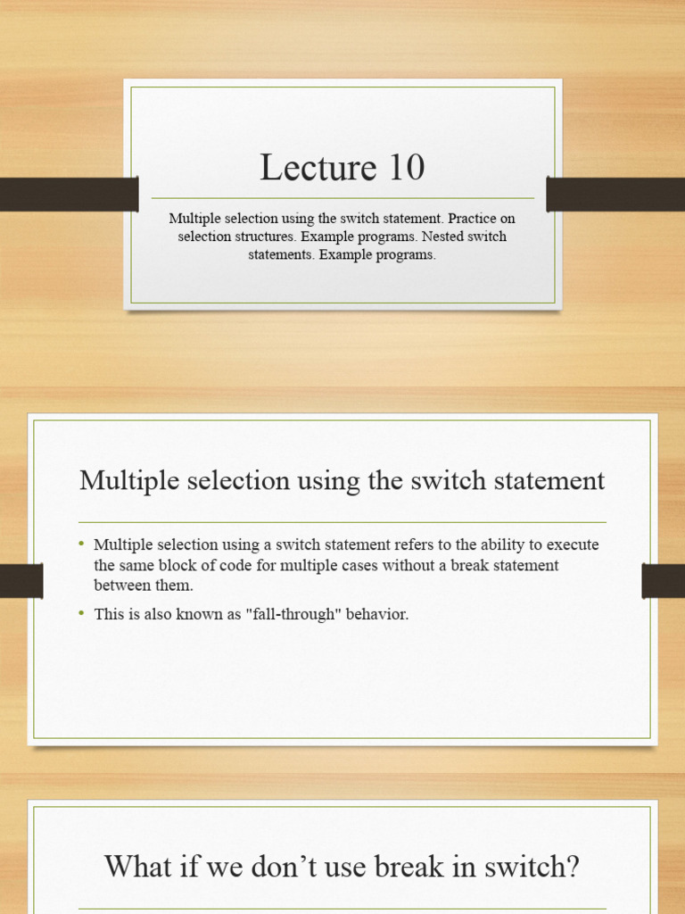 Lecture 10 Multiswitch Selection | PDF | Business | Computers