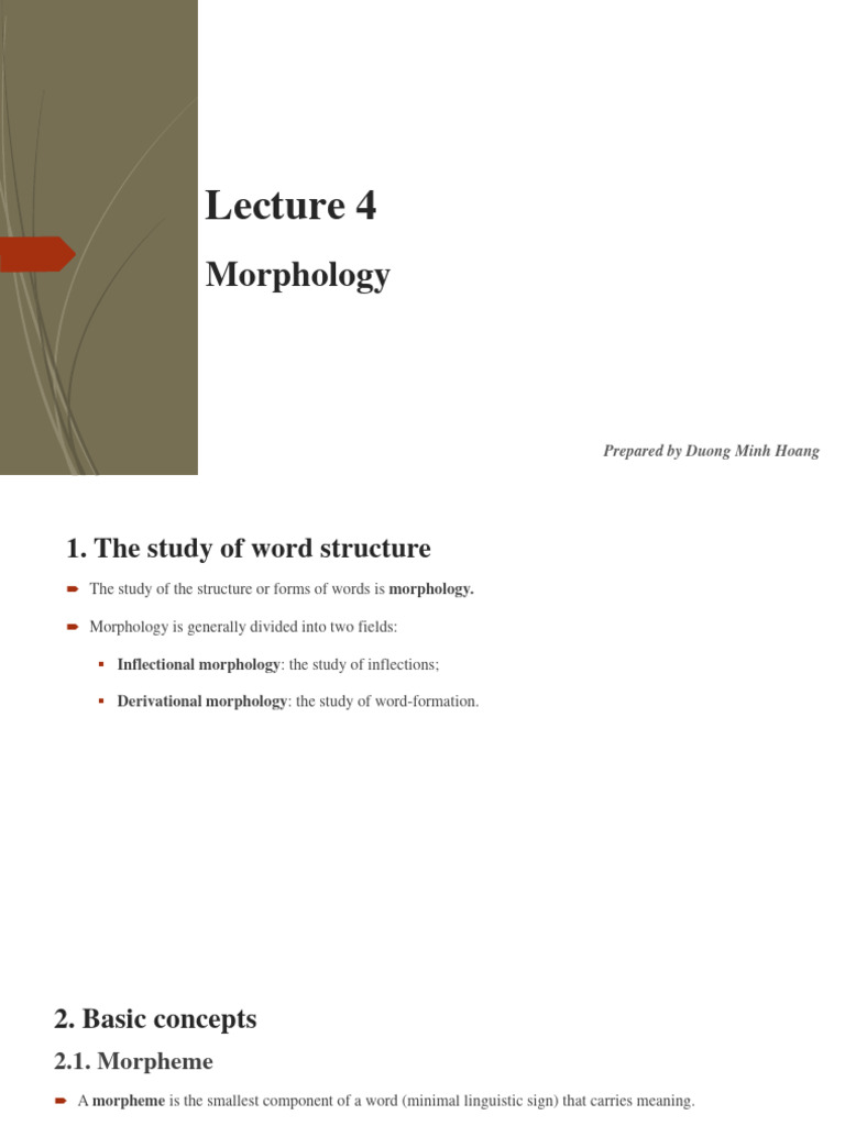 Lecture 4 Morphology Pdf Morphology Linguistics Word