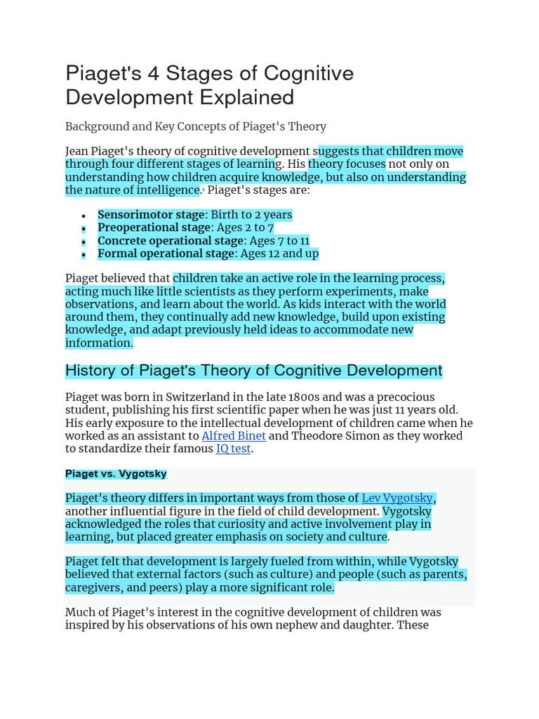 Piaget Theory 2 | PDF | Cognitive Development | Schema (Psychology)
