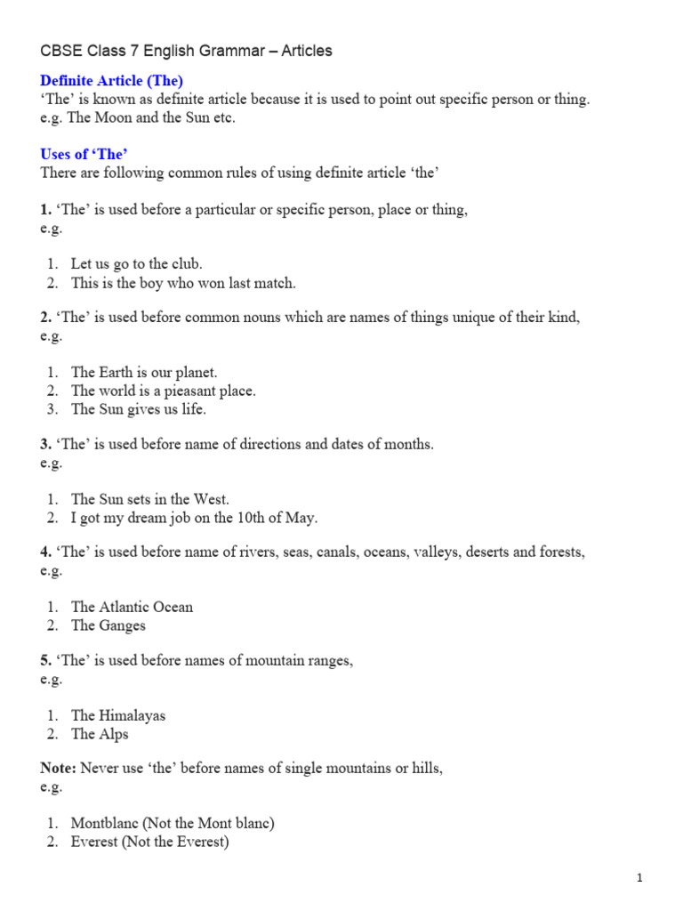 article class 7 | PDF | Noun | Adjective