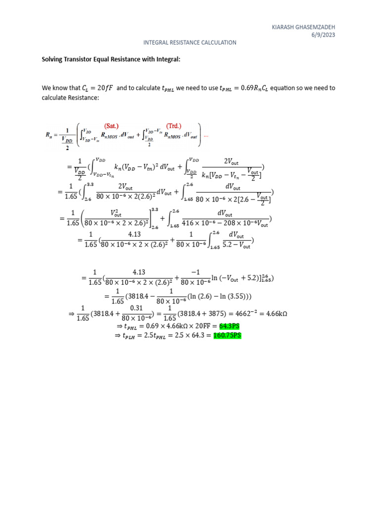 Solving Transistor Equal Resistance With Integral | PDF | Applied ...