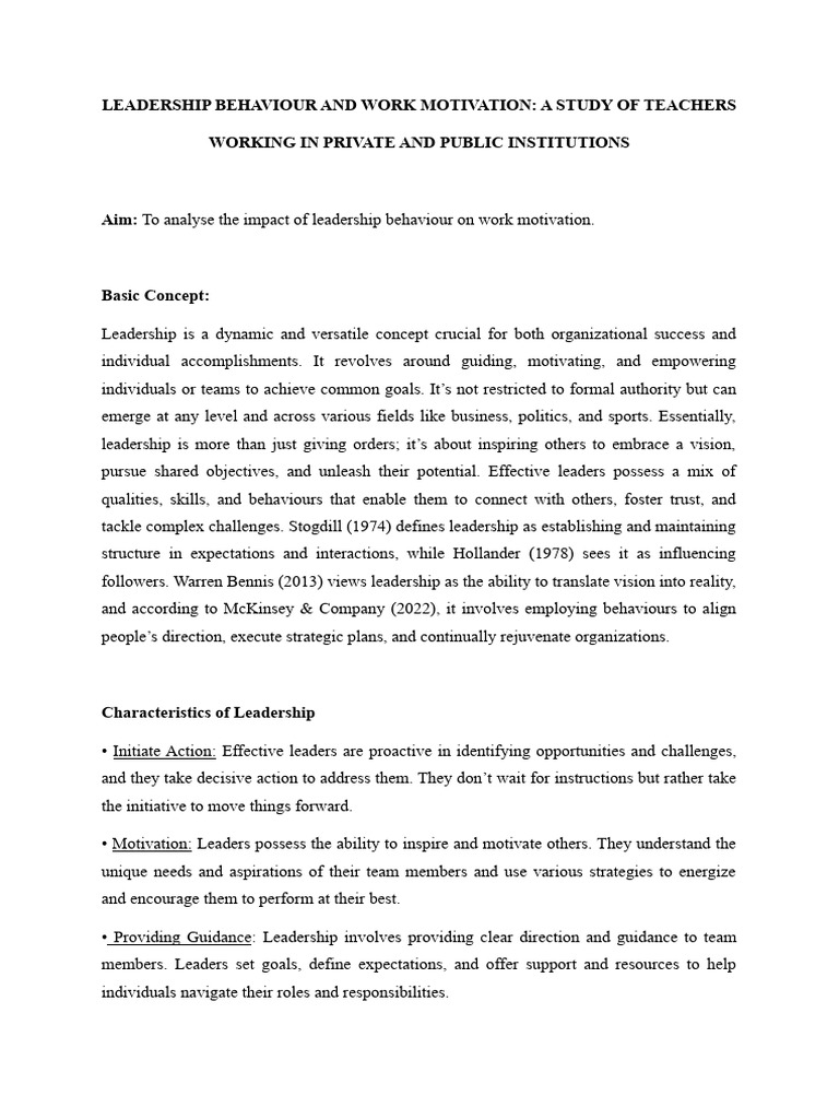 Leadership Behaviour and Work Motivation | PDF | Leadership | Motivational
