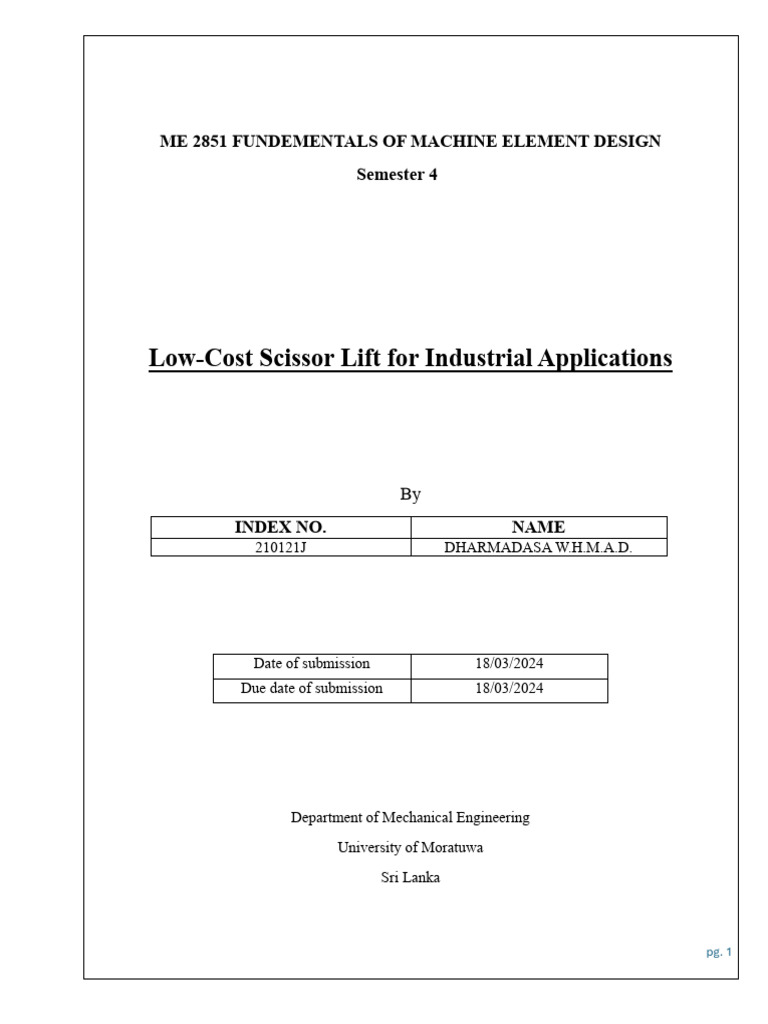 scissor lift report | PDF | Elevator | Engineering
