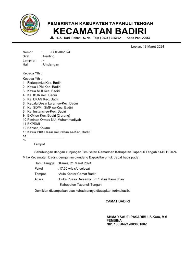 Surat Pengantar 2024 | PDF