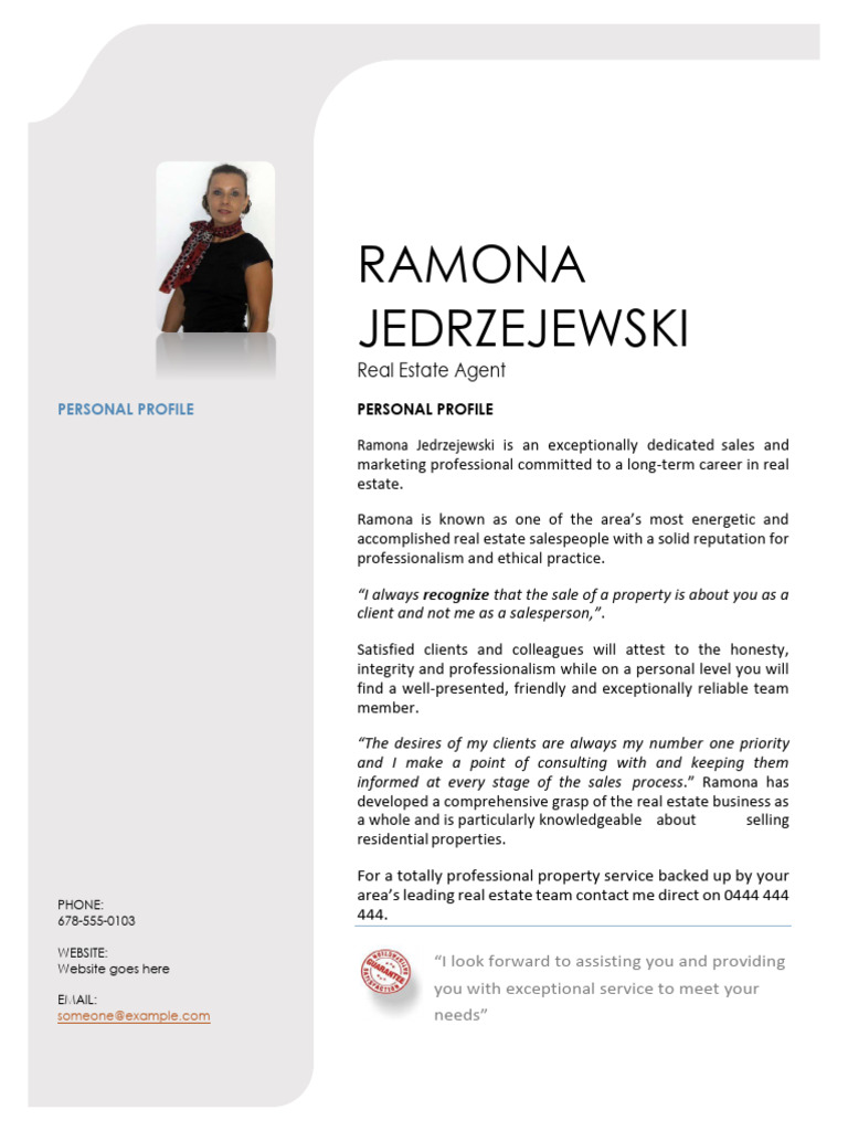 REAA - CPPREP4004 - Personal Profile Example v1.0c | PDF