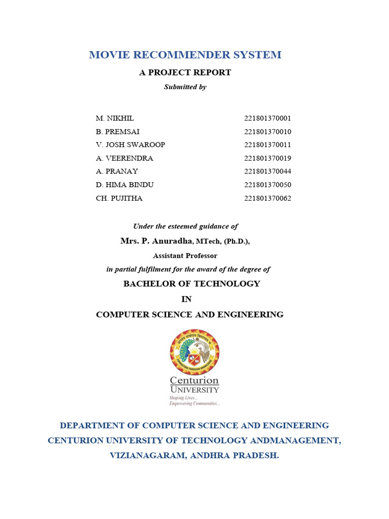Movie Recommender System Project Report | PDF | Computer Science ...