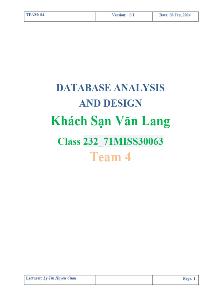 03-Team04 Database Analysis and Design Phase1 Ver0.1 | PDF