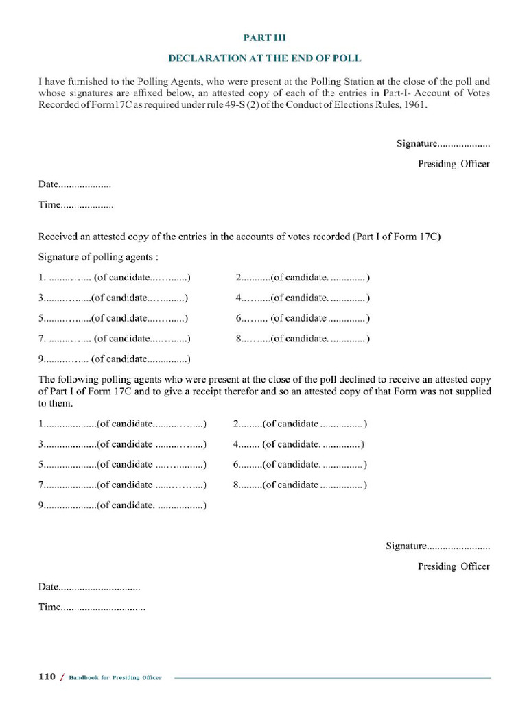 Declaration at The End of Poll | PDF
