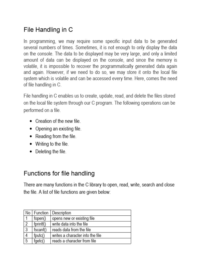 File Handeling in C | PDF
