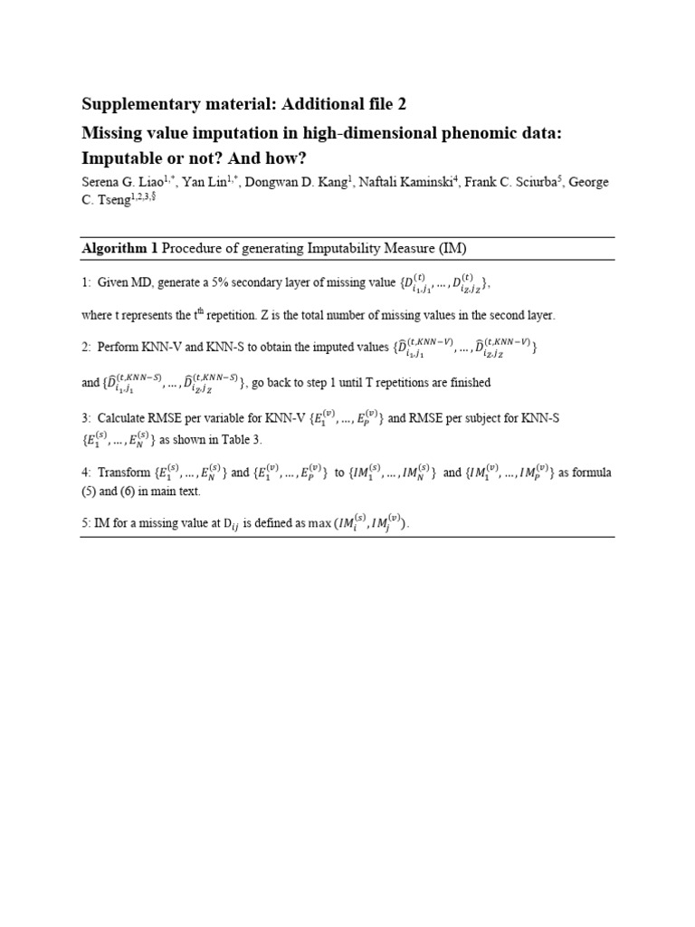 Missing Value Imputation in Phenomic Data | PDF